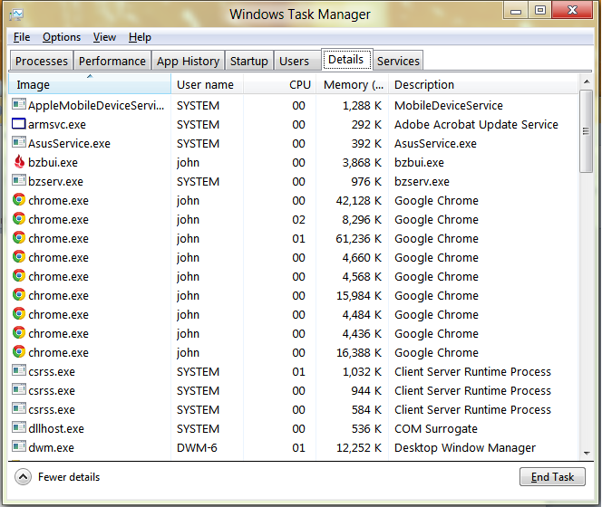 Windows 8 Preview Task Manager Screen Shots - JohnMinadeo.com