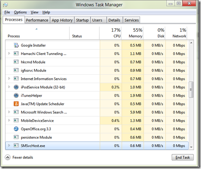 Windows 8 Preview Task Manager Screen Shots - JohnMinadeo.com
